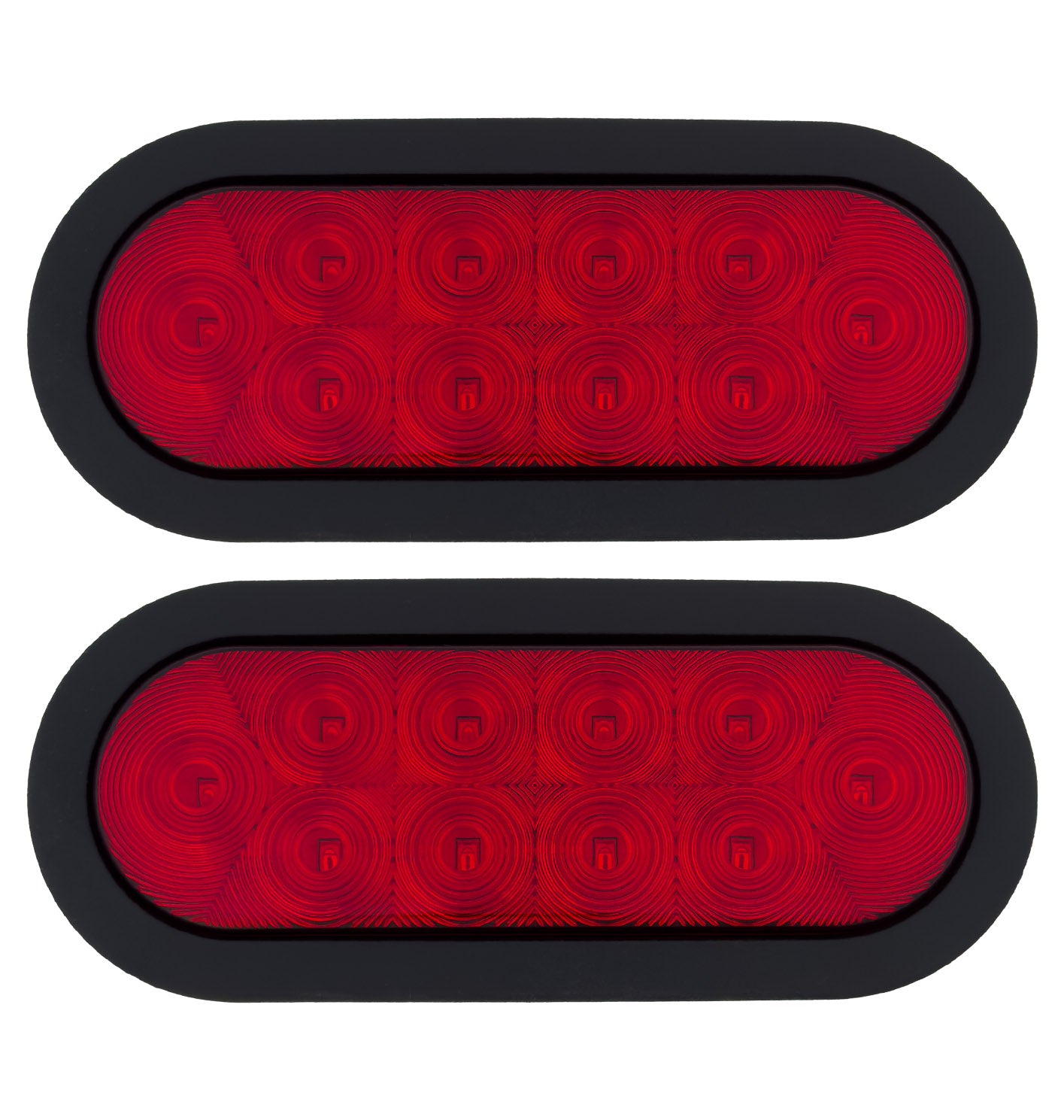 Red Oval 6" Universal 2-Pc LED Cargo Trailer Lights (Red Running Light ...