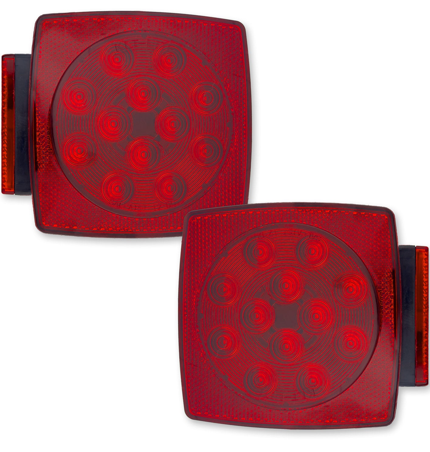 Red Square 2-Pc Universal LED Utility Trailer Lights (Red Running Ligh ...