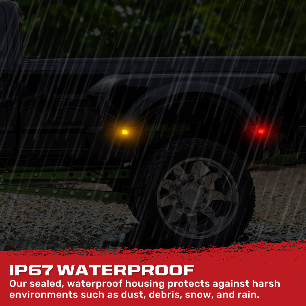 Ford Super Duty 99-10 Amber & Red Fender LED Lights (4-Piece Set) Smok ...