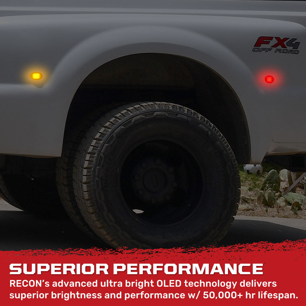 Ford Super Duty 99-10 Amber & Red Fender LED Lights (4-Piece Set) Smok ...
