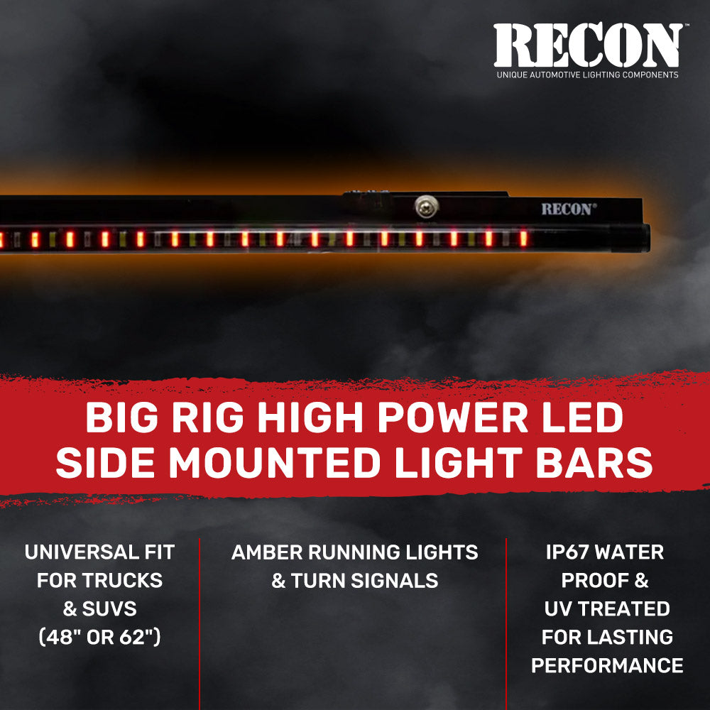 "Big Rig" Side Mounted High Power LED Light Bar Kit Amber Running Ligh ...