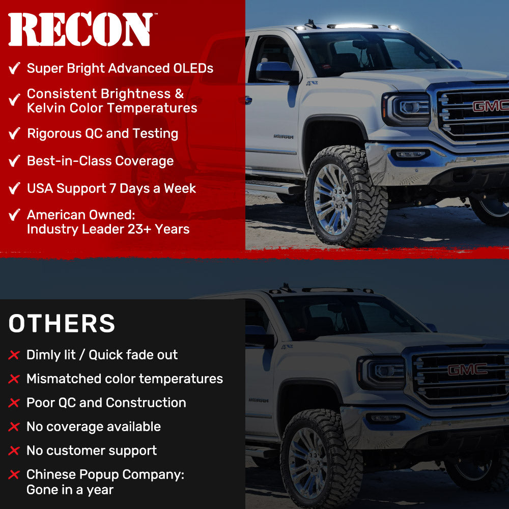 GMC & Chevy 15-19 Heavy-Duty 3 Piece Cab Roof Light Kit 2-Way Front ...