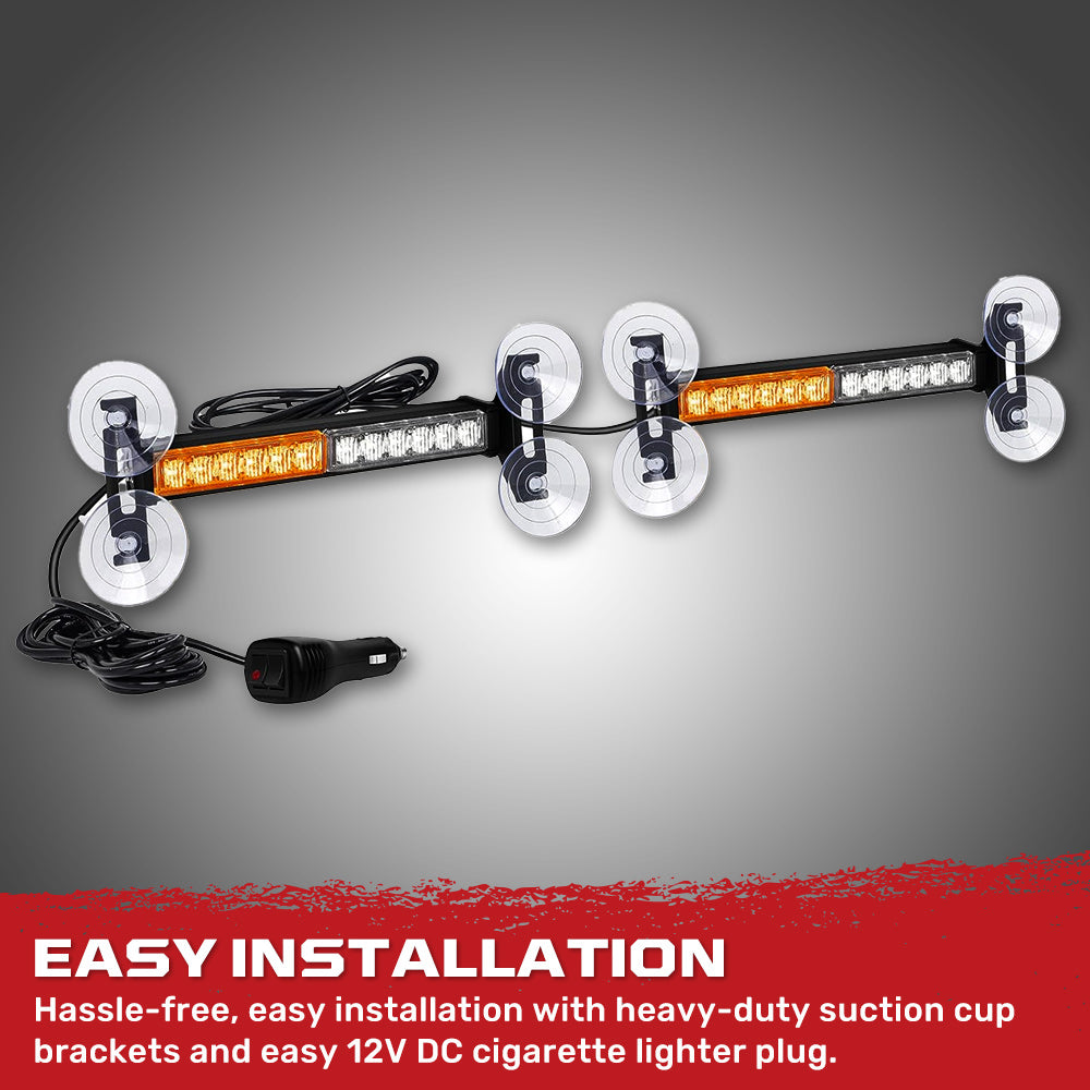 Interior Rear Window 2-PC LED Strobe/Flashing Light Bars in Amber & Wh ...