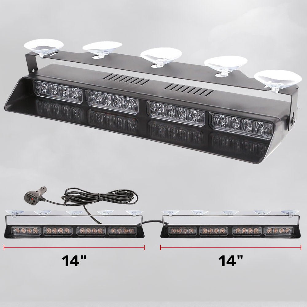 Interior Front Window 2-PC 14" LED Strobe Light Bars Suction Cup Insta ...