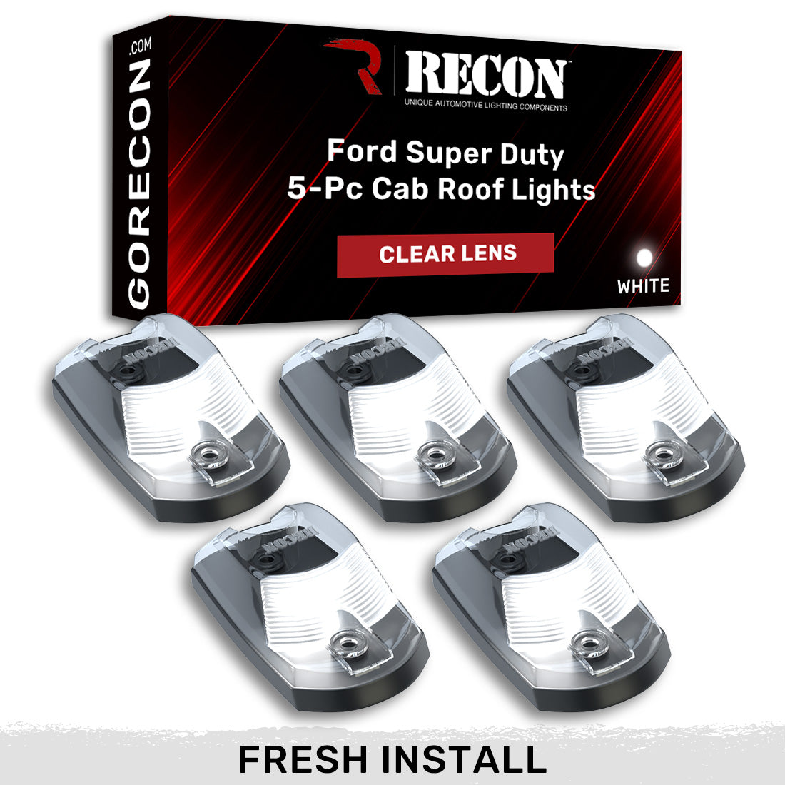 Ford Super Duty 17-25 5-Piece Cab Roof Light Set 2-Way Front & Rear Fa ...