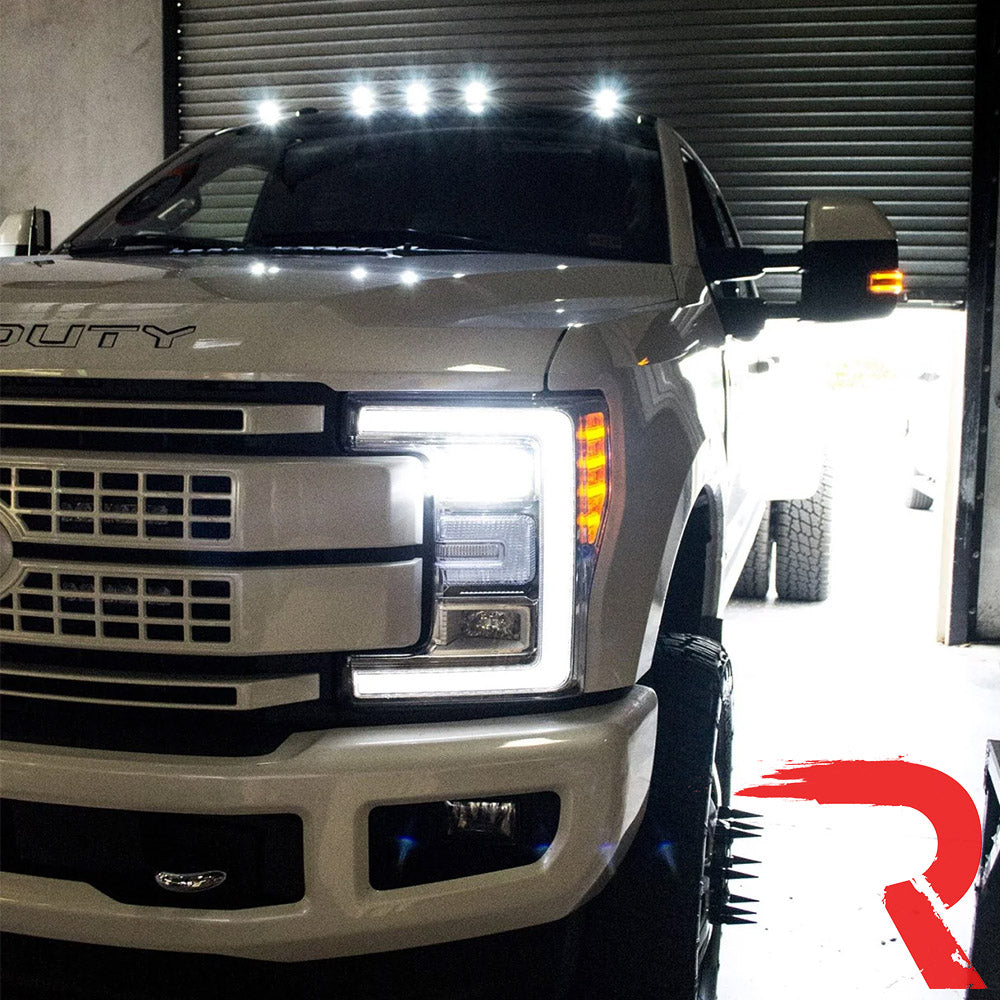 Ford Super Duty 17-25 5-Piece Cab Roof Light Set 2-Way Front & Rear Fa ...