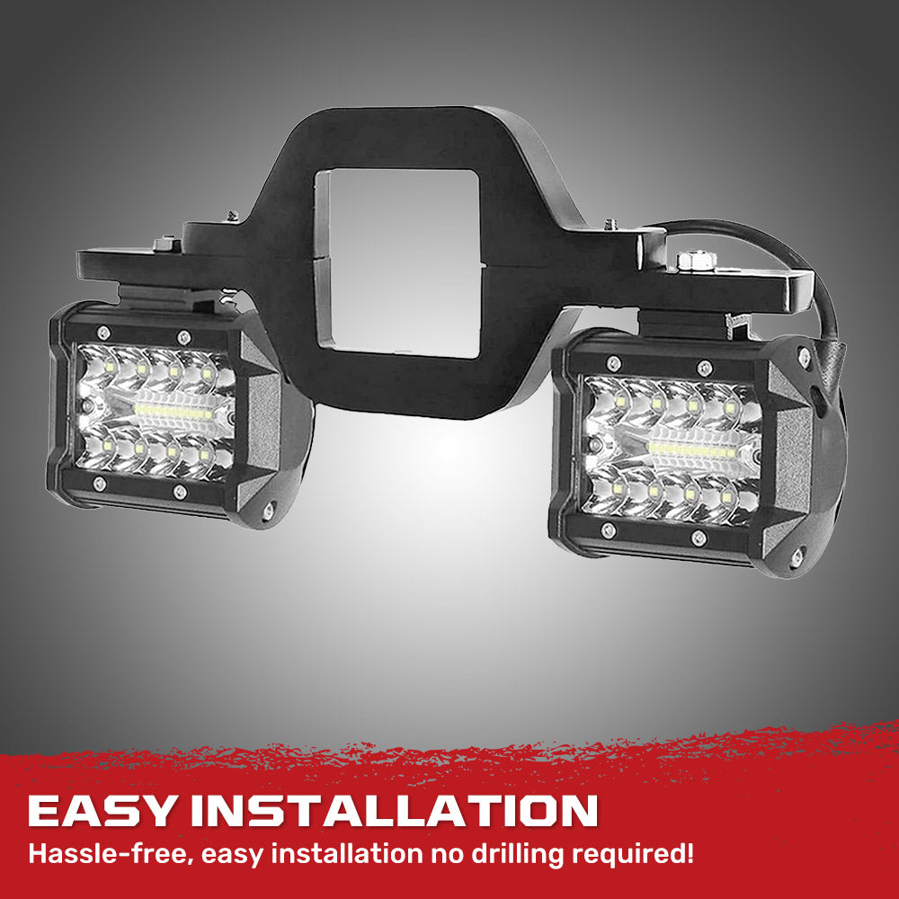 2" Universal Tow Hitch Mount Bracket w/ 2-Piece 60W LED Light Pods for ...