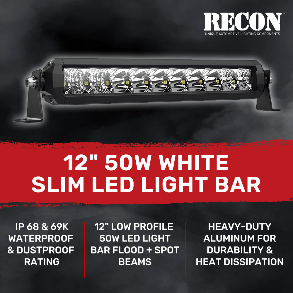 Universal 12" Heavy Duty Aluminum Ultra Bright 50W Flood Spot Combo LE ...