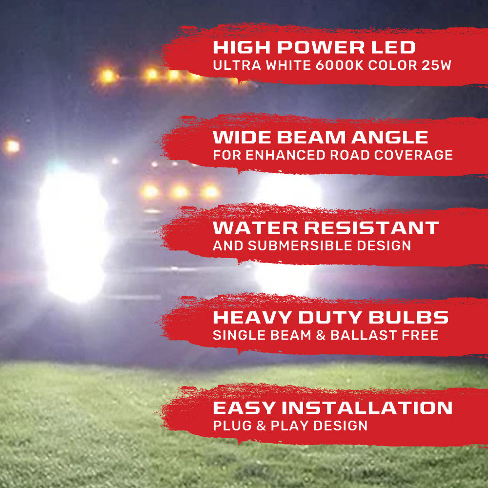 H1 12V High Power LED Headlight Bulbs 25-Watt (Single Beam) Ballast Fr ...
