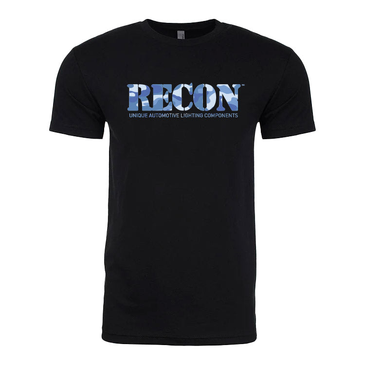 RECON Blue Camo Logo T-Shirt - Black - GoRECON