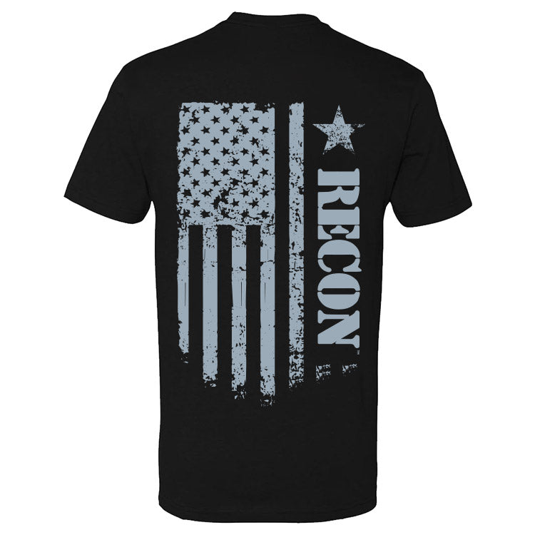 RECON American USA Flag Gray with Logo T-Shirt - Black - GoRECON