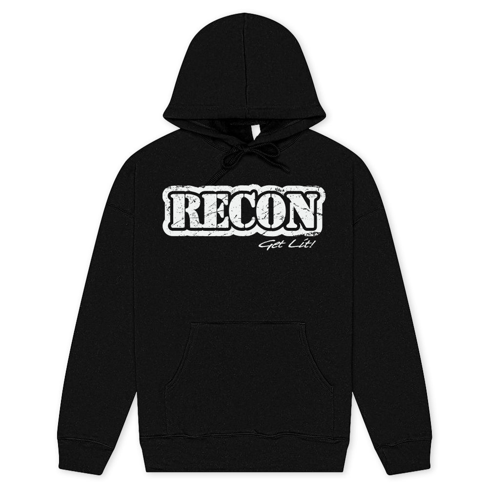 RECON Women's Black Hoodie Rock Texture Logo - GoRECON