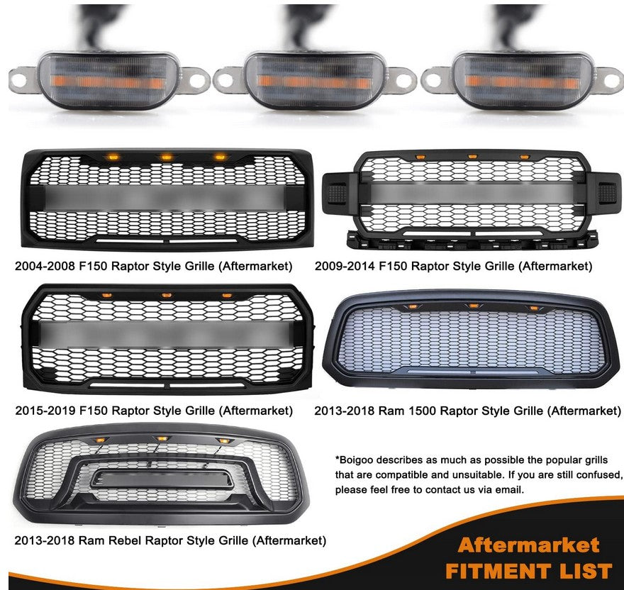 Universal Front Grille LED Light Kit with Amber LED Running Lights and ...