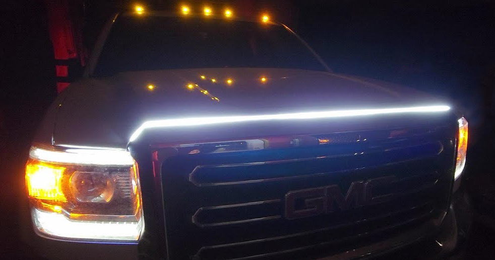 High Power DRL Hood LED Light with Start-up Sequence in White or Amber ...
