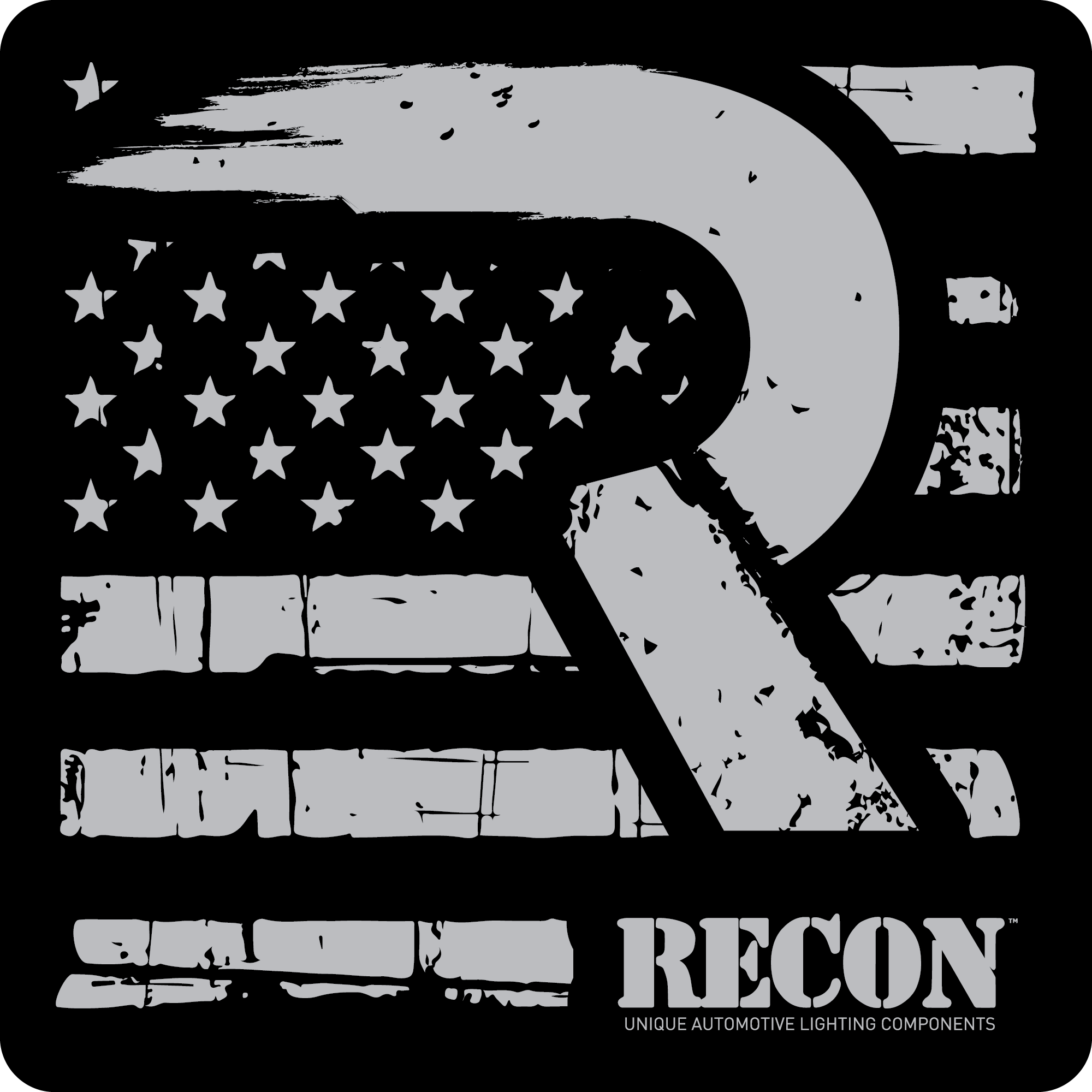 American Flag Square Sticker - Black & Silver - GoRECON