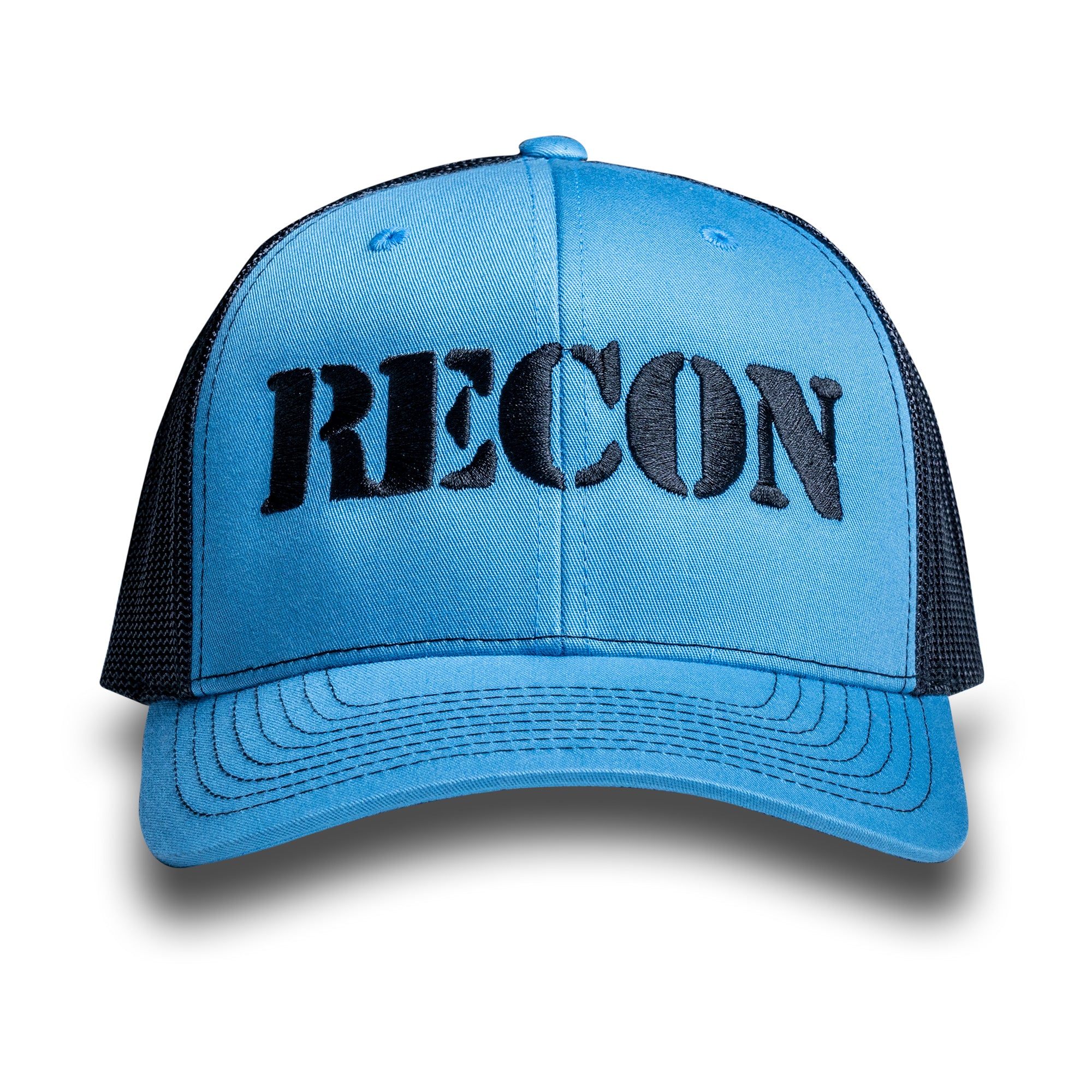 RECON Snapback Trucker Hat - Columbia Blue / Black - GoRECON