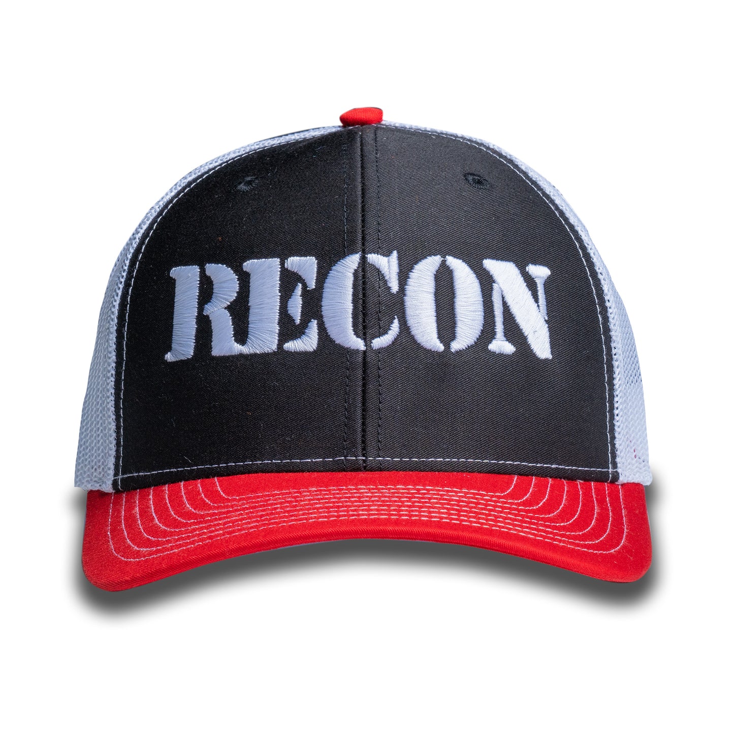 RECON Snapback Trucker Hat - Navy / White / Red - GoRECON