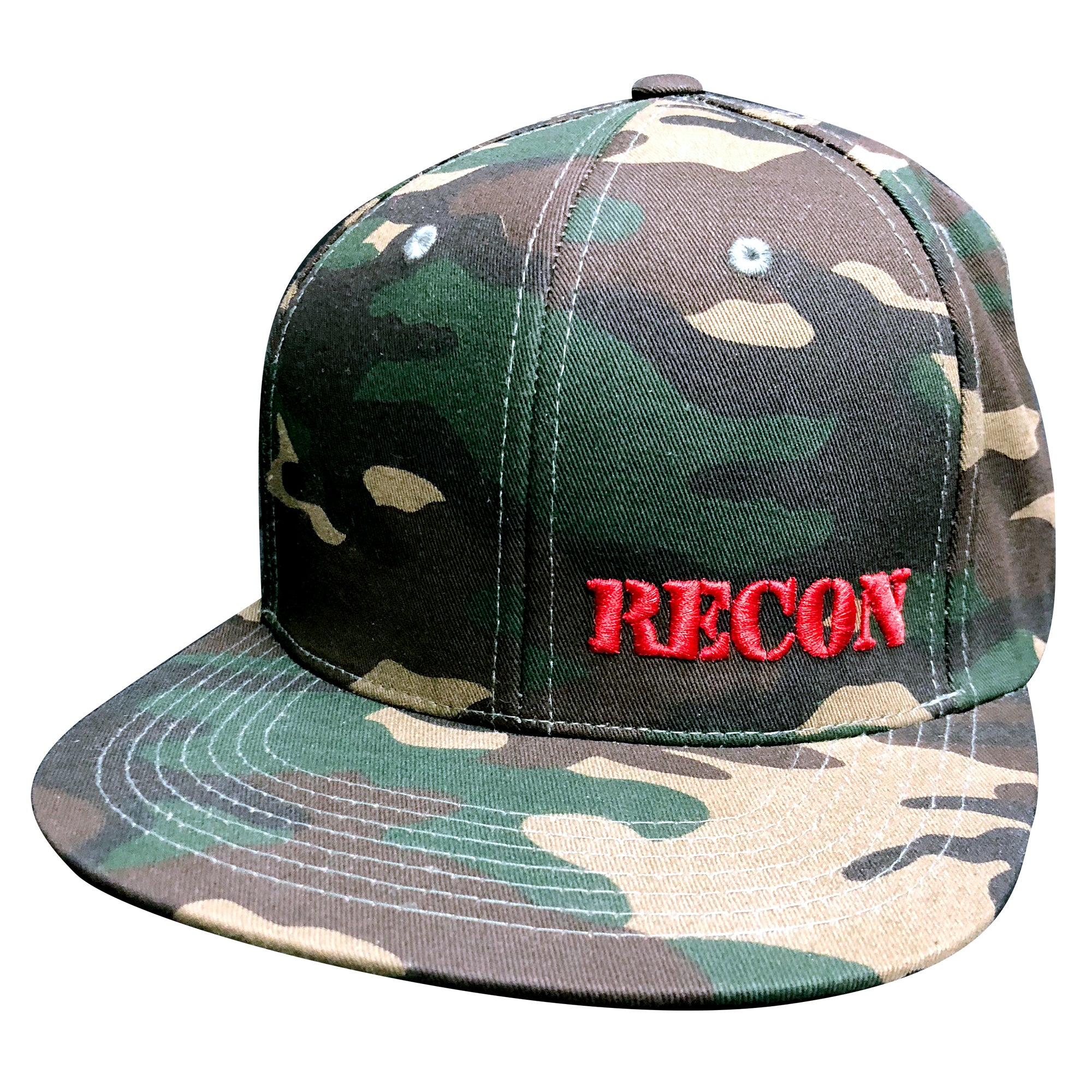 Red RECON Logo on Green Camo Hat - Snap Back - GoRECON